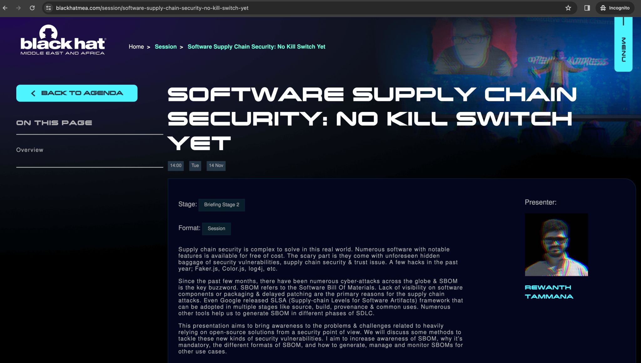 BlackHat MEA - Software Supply Chain Security - No Kill Switch Yet | Rewanth Tammana